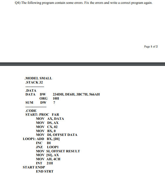 Solved (4) The following program contain some errors. Fix | Chegg.com