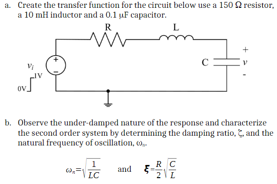 Solved a. Create the transfer function for the circuit below | Chegg.com