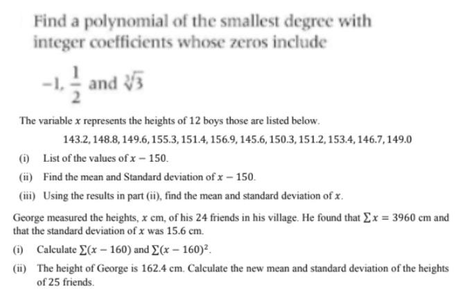 Solved Find a polynomial of the smallest degree with integer | Chegg.com