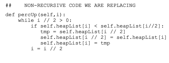 Solved ## NON-RECURSIVE CODE WE ARE REPLACING def percup | Chegg.com