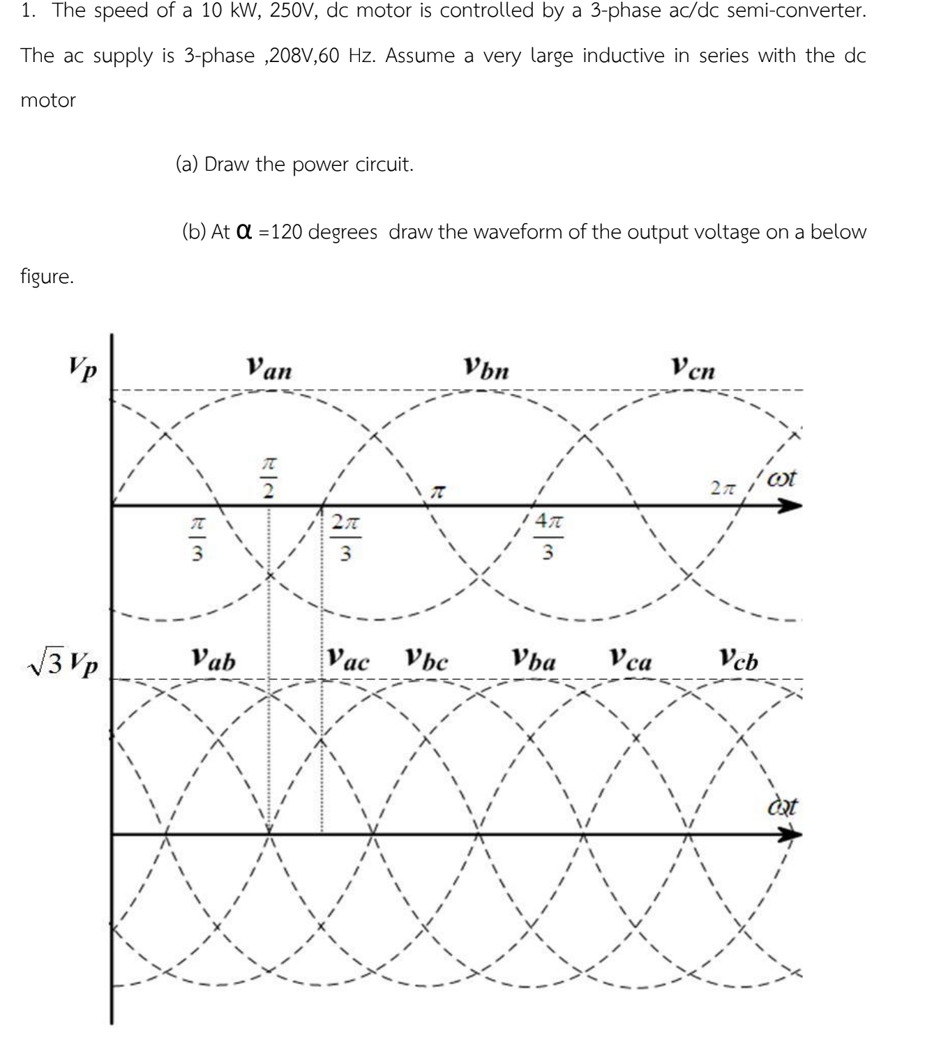 Solved (c)Determine the average output voltage at α=120 | Chegg.com