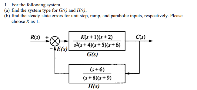 Solved 1. For the following system, (a) find the system type | Chegg.com