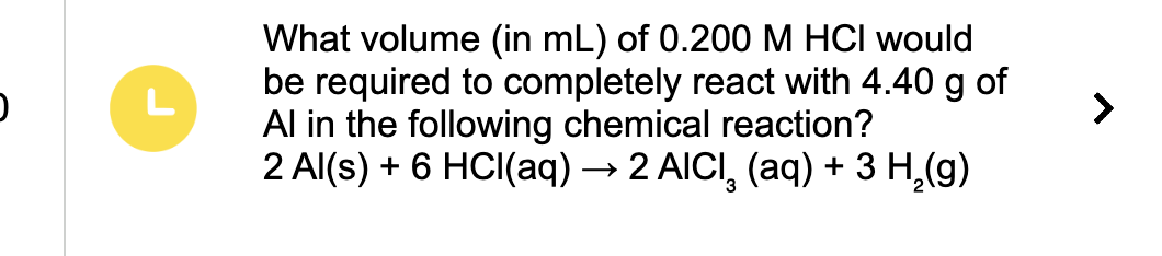 Solved What volume (in mL ) of 0.200MHCl would be required | Chegg.com