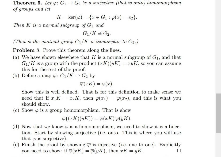 Solved Definition 6. If 4: G1 G2 is a homomorphism between | Chegg.com