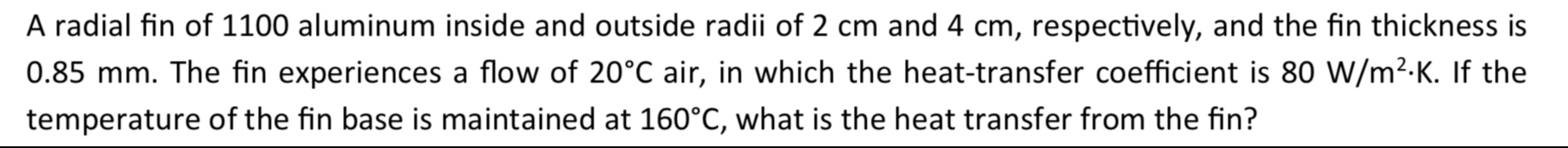Solved A radial fin of 1100 ﻿aluminum inside and outside | Chegg.com
