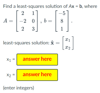 Solved Find a least-squares solution of Ax=b, where | Chegg.com