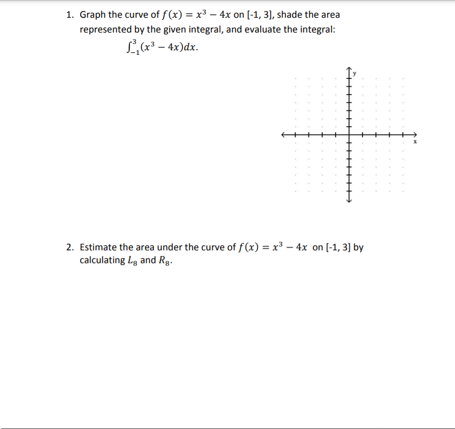 Solved 1. Graph the curve of f(x) = x3 – 4x on (-1, 3], | Chegg.com