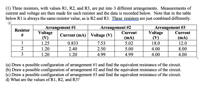 Solved (1) Three resistors, with values R1, R2, and R3, are | Chegg.com