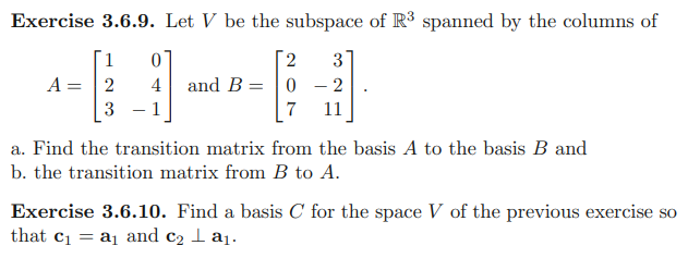 Solved please solve 3.6.10 not 3.6.9!! i think c1=(1,2,3) . | Chegg.com