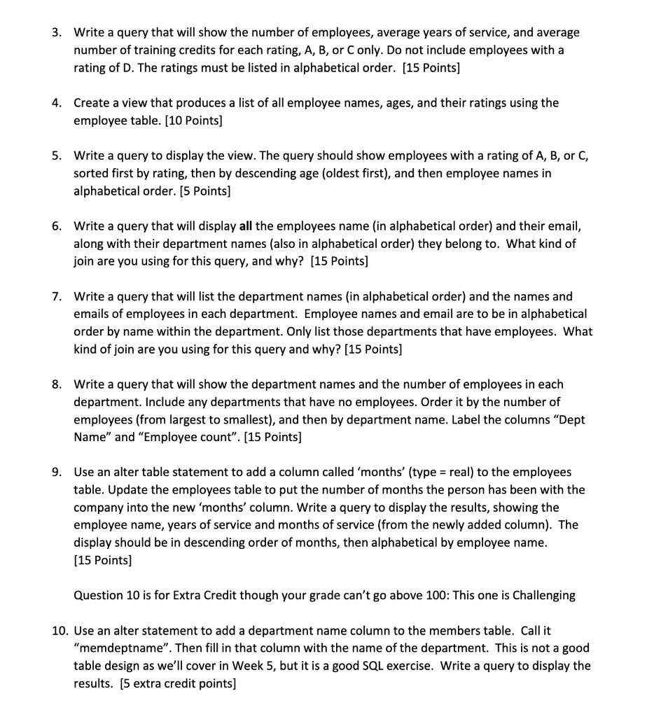 Solved For this assignment, you are to write the SQL DDL and | Chegg.com