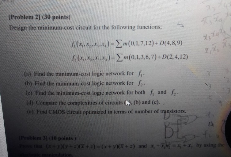 Solved Problem 21 (30 points) Design the minimum-cost | Chegg.com