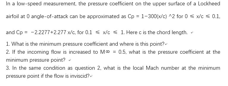 Solved In a low-speed measurement, the pressure coefficient | Chegg.com