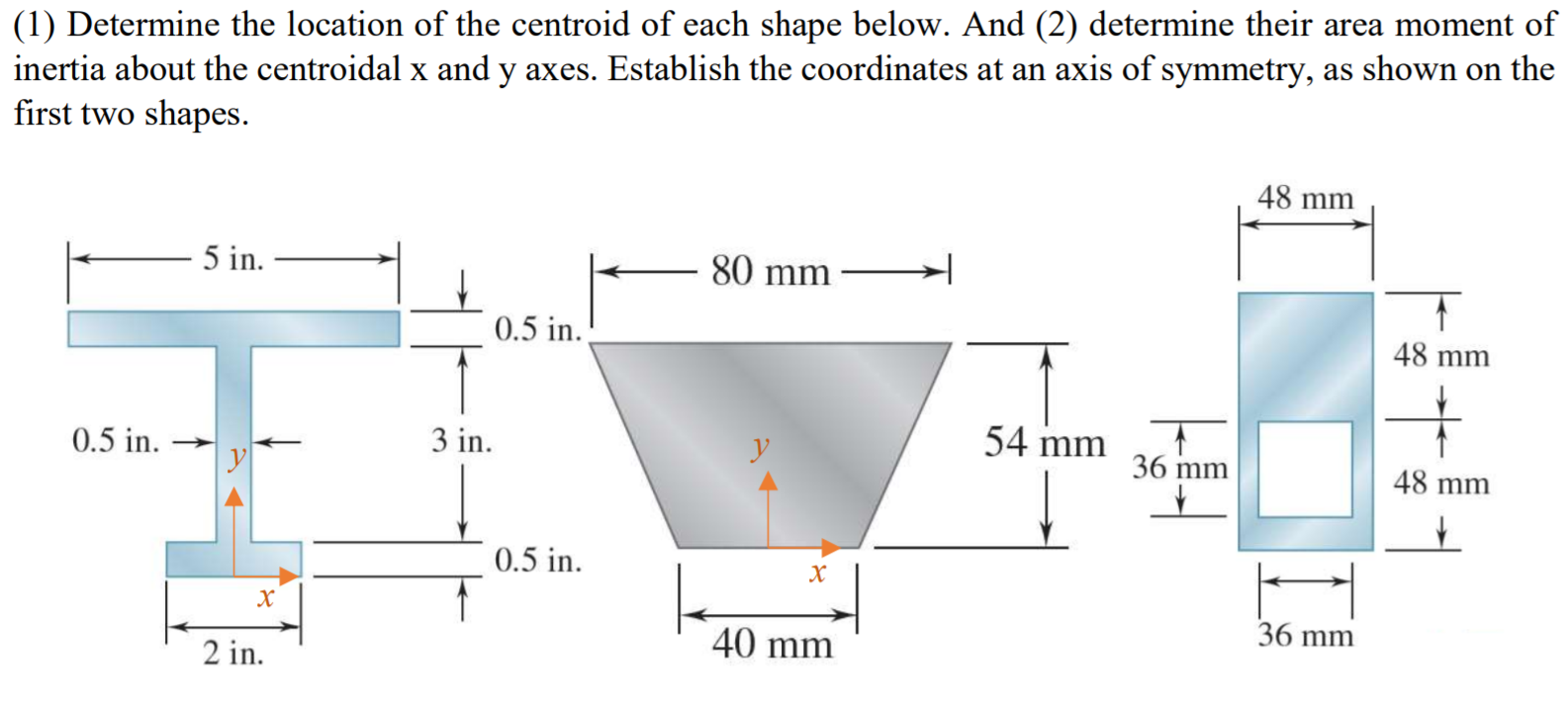 Solved (1) Determine the location of the centroid of each | Chegg.com