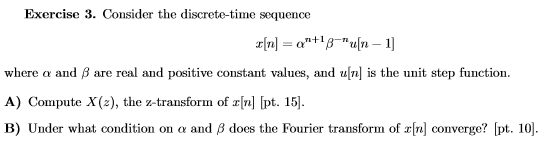 Solved CY Exercise 3. Consider the discrete-time sequence | Chegg.com