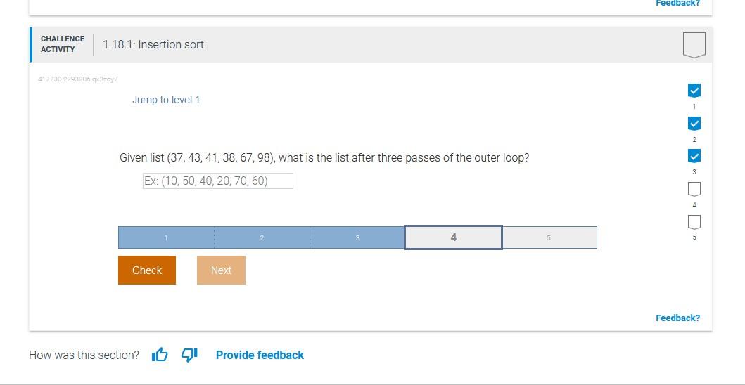 Solved CHALLENGE ACTIVITY 1.18.1: Insertion sort. | Chegg.com