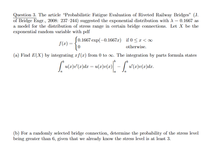 Solved Question 3. The article "Probabilistic Fatigue | Chegg.com