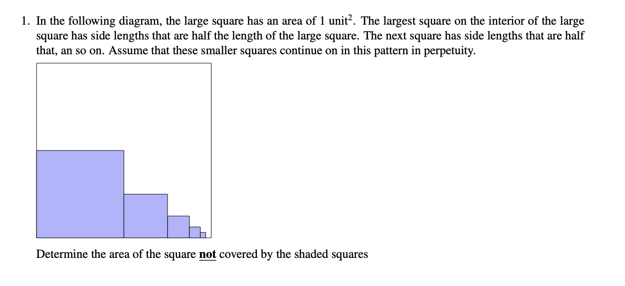 Solved 1. In the following diagram, the large square has an | Chegg.com