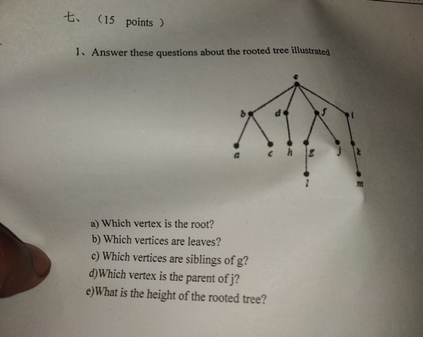 Solved (15 points) 1、Answer these questions about the rooted | Chegg.com