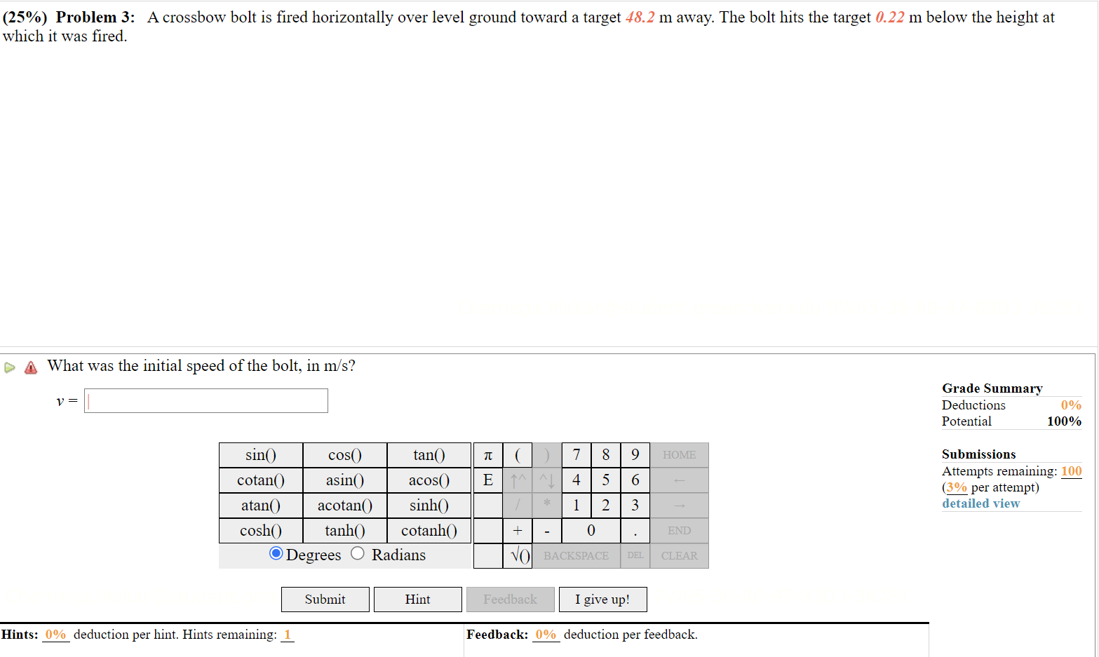 Solved (25\%) Problem 3: A crossbow bolt is fired | Chegg.com Solved (25\%) Problem 3: A crossbow bolt is fired | Chegg.com