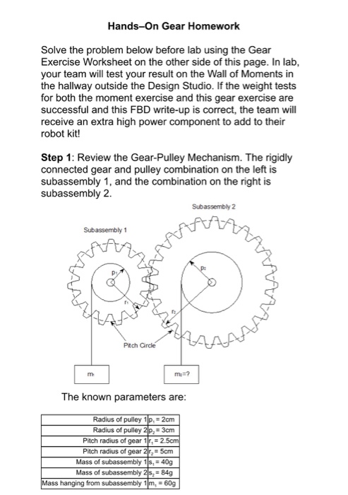 Hands-On Gear Homework Solve the problem below before | Chegg.com