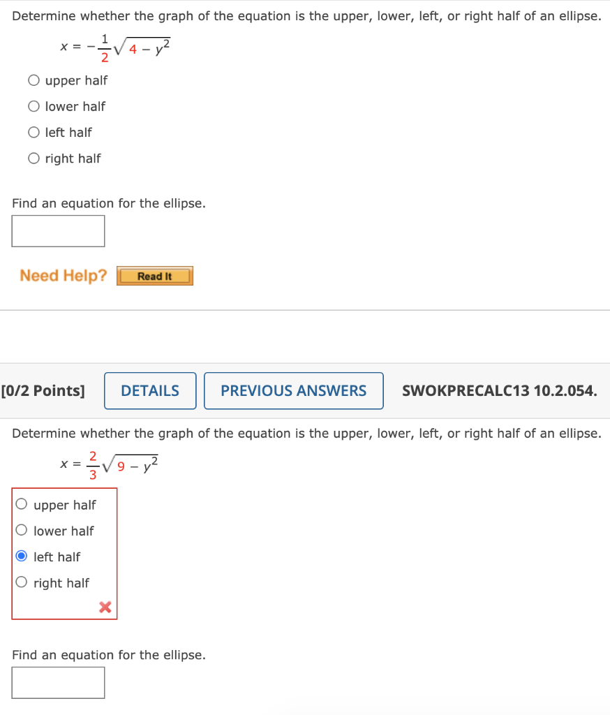 Solved Determine whether the graph of the equation is the | Chegg.com