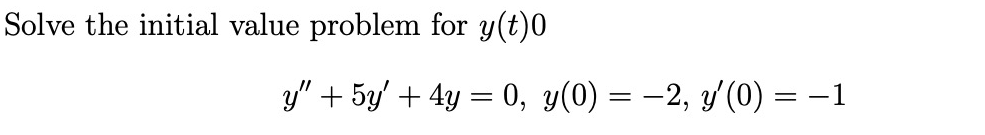 Solved Solve the initial value problem for y(t)0 y" + 5y' + | Chegg.com