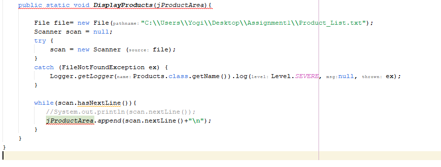 public static void DisplayProducts (jProductArea) I | Chegg.com