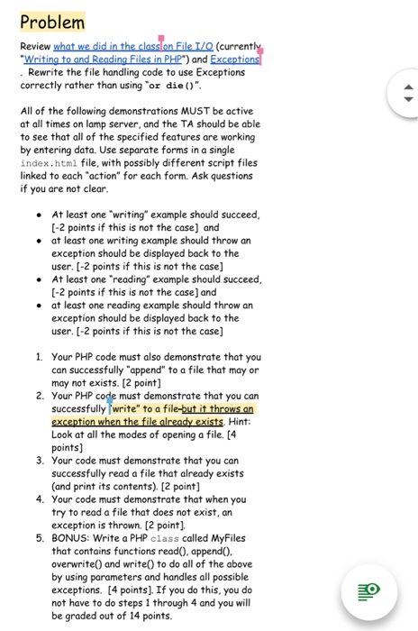 Solved Problem Review (current Rewrite the file handling | Chegg.com