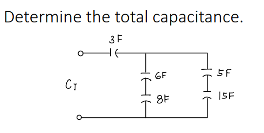 Solved Determine the total capacitance. 3F HE 6F 5F CI HH 8F | Chegg.com