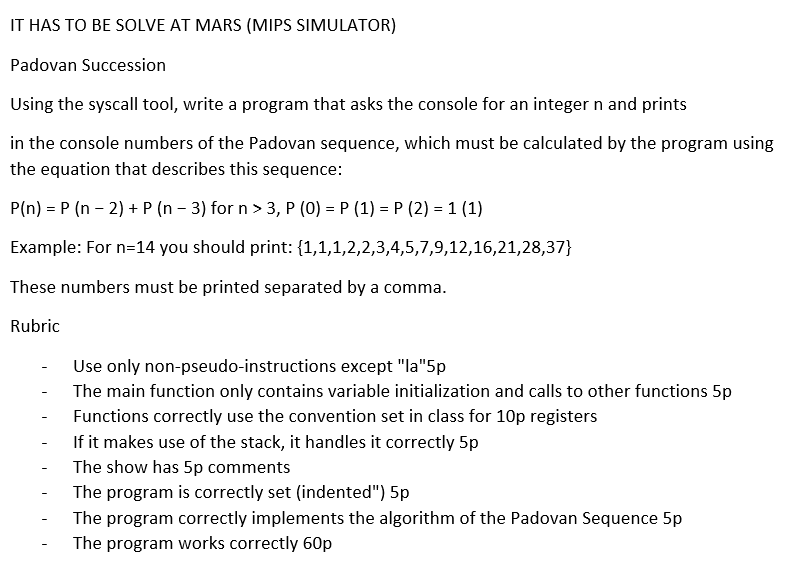Solved IT HAS TO BE SOLVE AT MARS (MIPS SIMULATOR) Padovan | Chegg.com