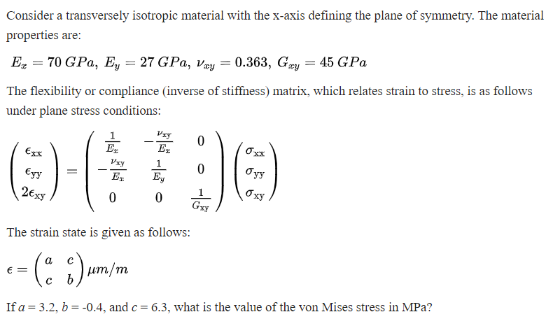 Solved Consider a transversely isotropic material with the | Chegg.com