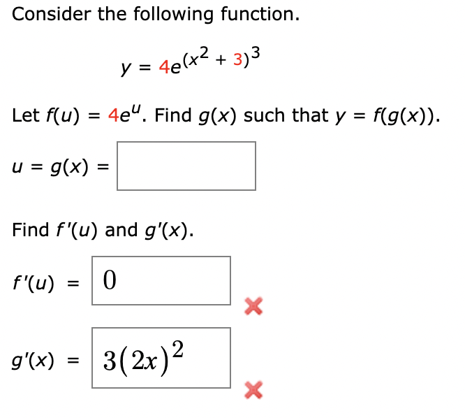Solved Consider the following function. y=4e(x2+3)3 Let | Chegg.com