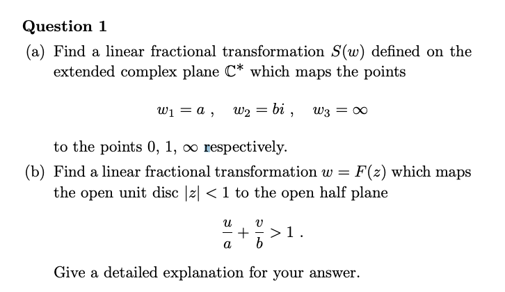A Find A Linear Fractional Transformation S W