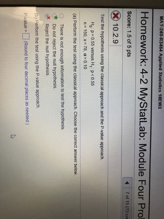 Solved MAT-240-R3464 Applied Statistics 18EW3 Homework: 4-2 | Chegg.com