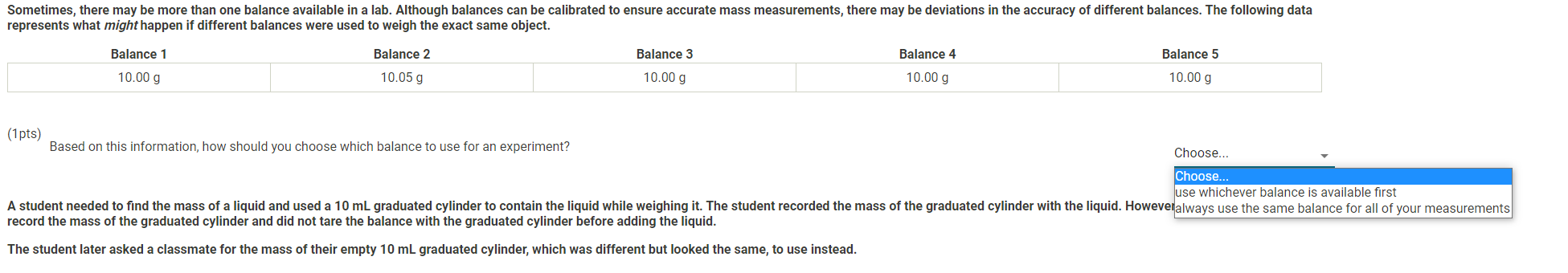 Solved Using the Tare Function Finding the mass of a solid | Chegg.com