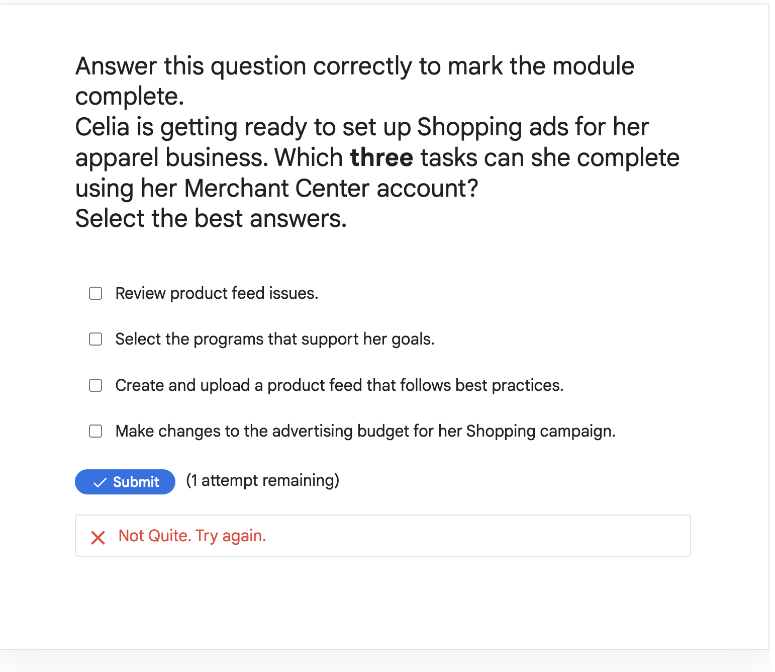 Solved Answer this question correctly to mark the module | Chegg.com