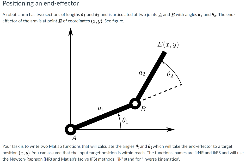 Positioning an end-effector A robotic arm has two | Chegg.com