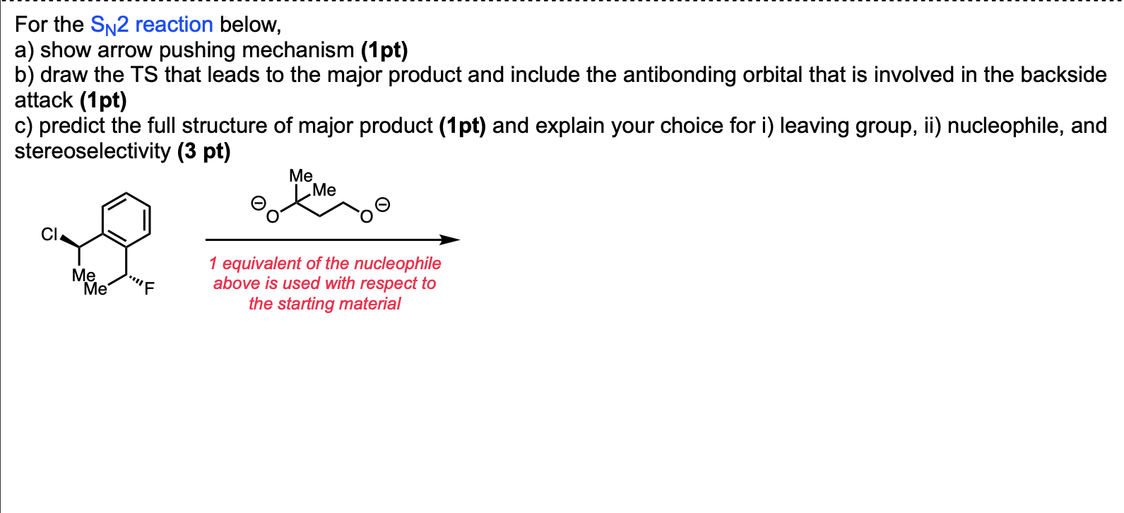 Solved For the SN2 reaction below, a) show arrow pushing | Chegg.com