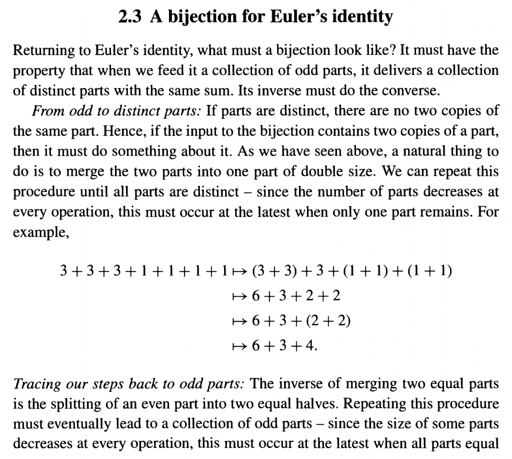 Solved 2.3 A bijection for Euler's identity Returning to | Chegg.com