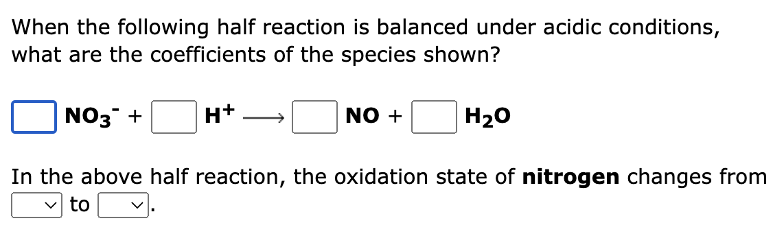Solved When the following half reaction is balanced under | Chegg.com