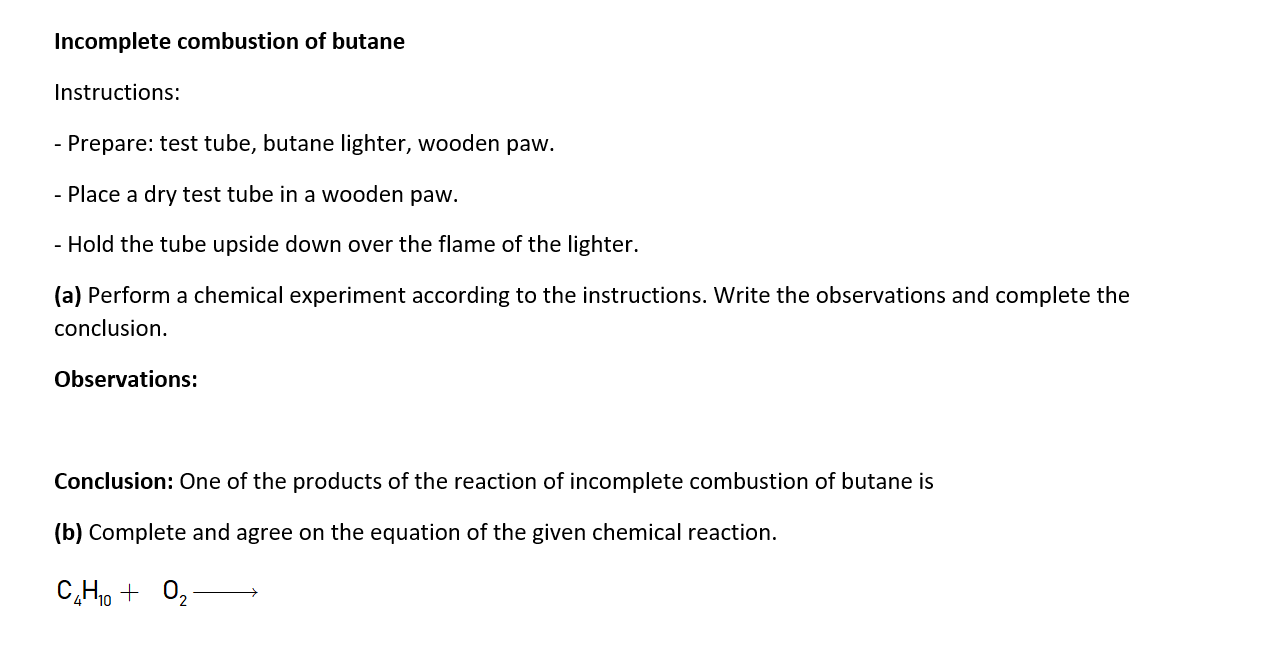 Solved Incomplete combustion of butane Instructions: - | Chegg.com