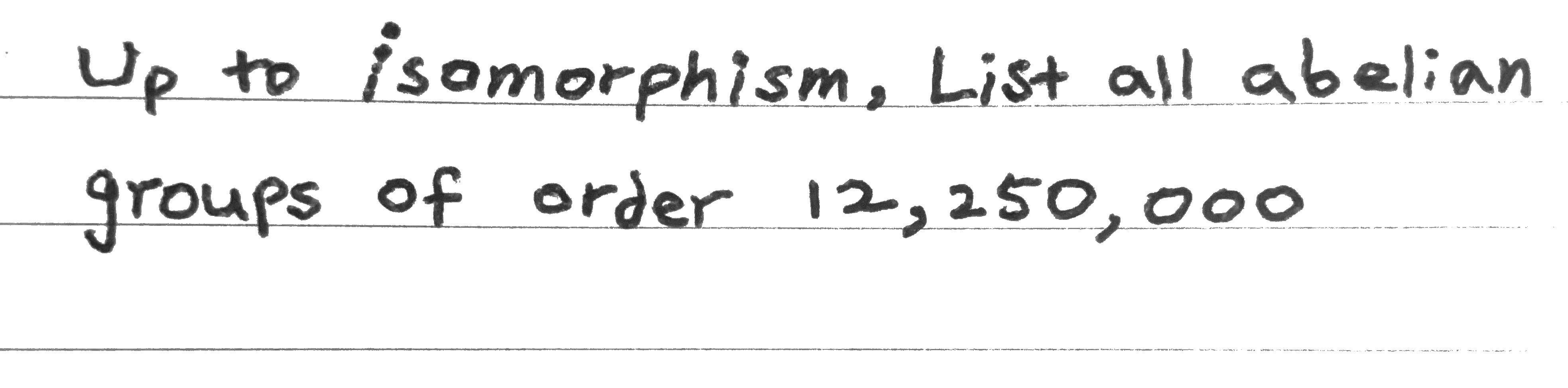 Solved Up to isamorphism, List all abelian groups of order | Chegg.com