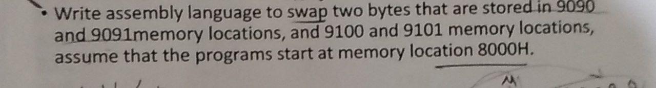 Solved Write assembly language to swap two bytes that are | Chegg.com
