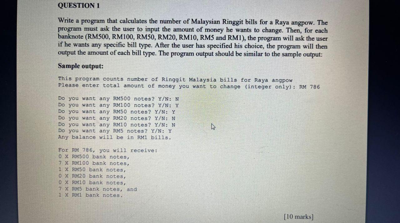 Solved QUESTION 1 Write a program that calculates the number | Chegg.com