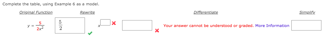 Solved Complete the table, using Example 6 as a model. | Chegg.com