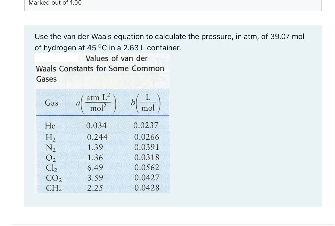 Solved Use the van der Waals equation to calculate the | Chegg.com