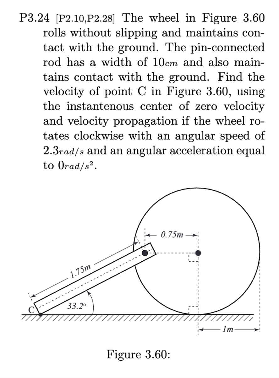 Solved P3.24 [P2.10,P2.28] ﻿The wheel in Figure 3.60rolls | Chegg.com