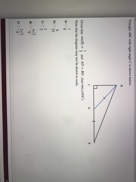 Solved Triangle ABC with right angle C is shown below. Given | Chegg.com