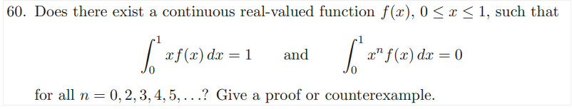 Solved 60. Does there exist a continuous real-valued | Chegg.com