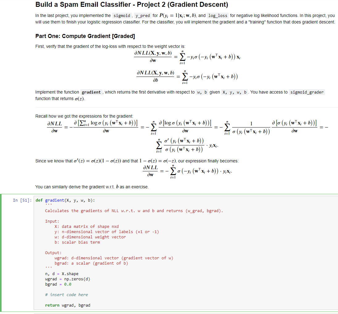 Solved Build A Spam Email Classifier Project 2 Gradient